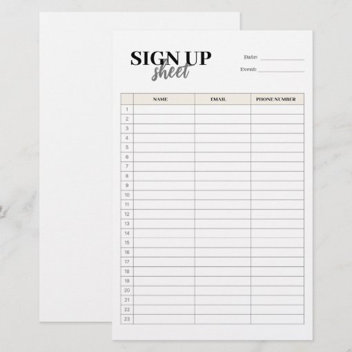 Sign up form template stationery | Zazzle