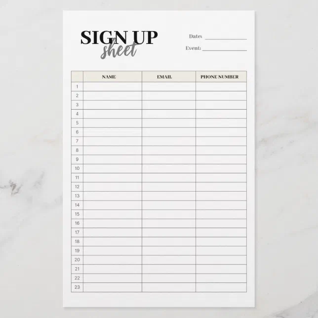 Sign up form template stationery | Zazzle