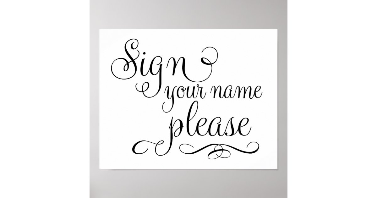 Sign your name please Guest Book Wedding Sign | Zazzle