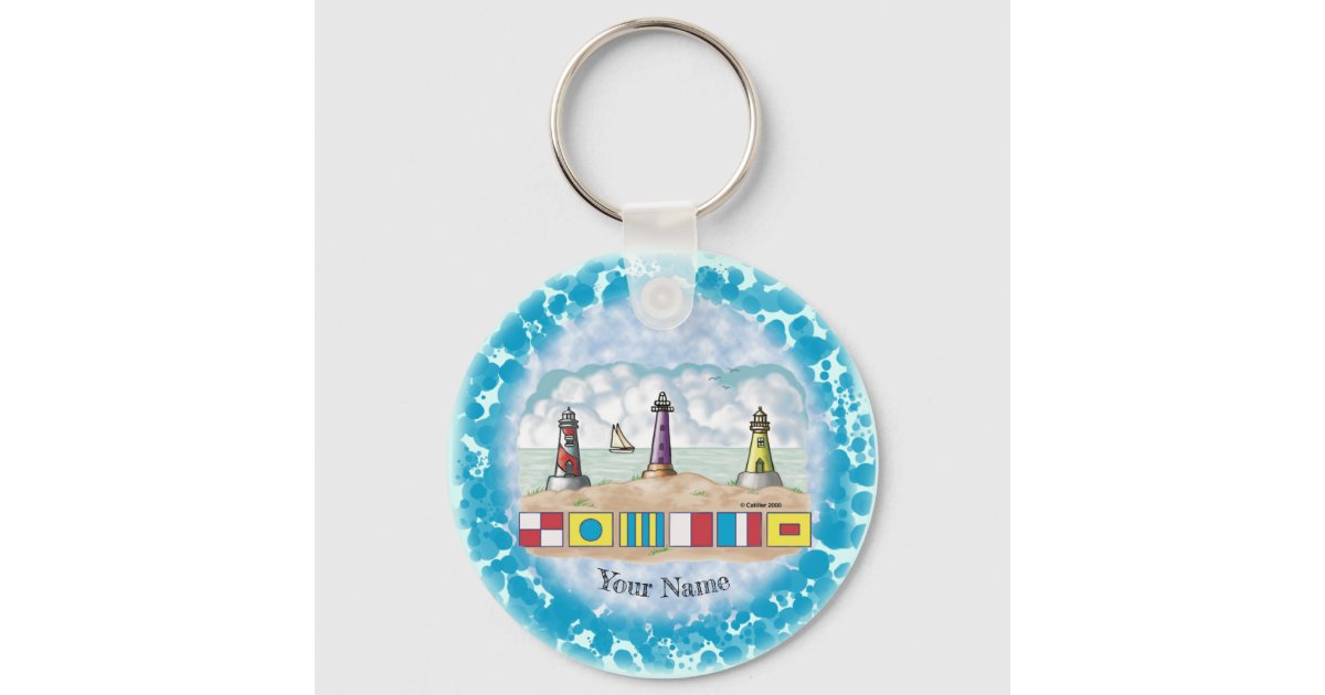 Signal Flags Lighthouse custom name Keychain | Zazzle
