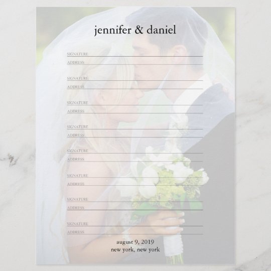 Signature Address Lined Wedding Guest Book Pages | Zazzle.com