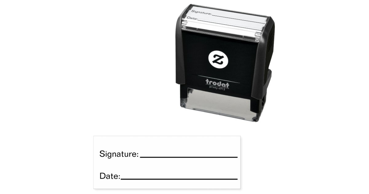 Signature and Date with Lines to Write on Self-inking Stamp | Zazzle