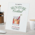 Signature Cocktail Classy Green & Red Pedestal Sign | Zazzle