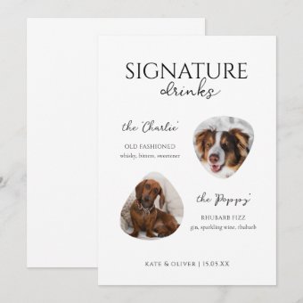 Signature Cocktail Dog Photo Drinks Bar Menu | Zazzle
