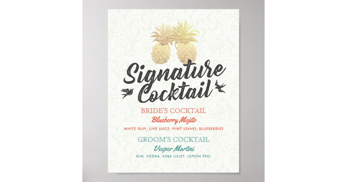Signature Cocktail Drink Menu Wedding Decor Sign | Zazzle.com
