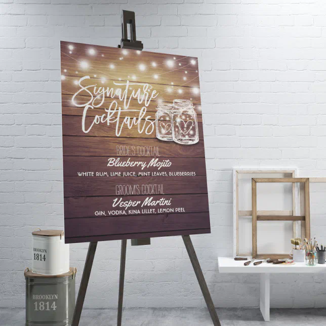 Signature Cocktail Drink Menu Wedding Decor Sign | Zazzle