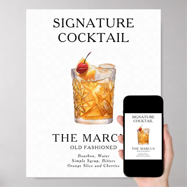 Signature Cocktail Menu Poster | Zazzle
