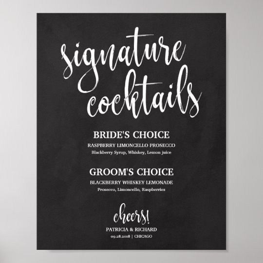 Signature Cocktails Chalkboard Wedding Sign | Zazzle.com