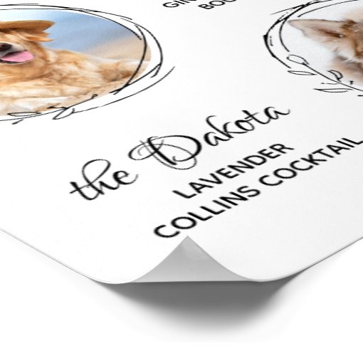 Signature Cocktails Pet Wedding Drink Dog Bar Poster | Zazzle
