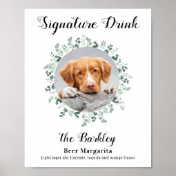 Signature Drink Dog Bar Custom Photo Pet Wedding Poster | Zazzle