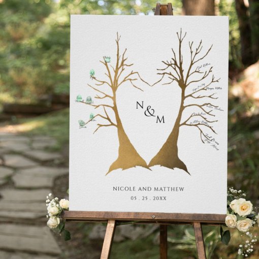 Signature /Fingerprint Wedding Tree Guestbook Sign | Zazzle