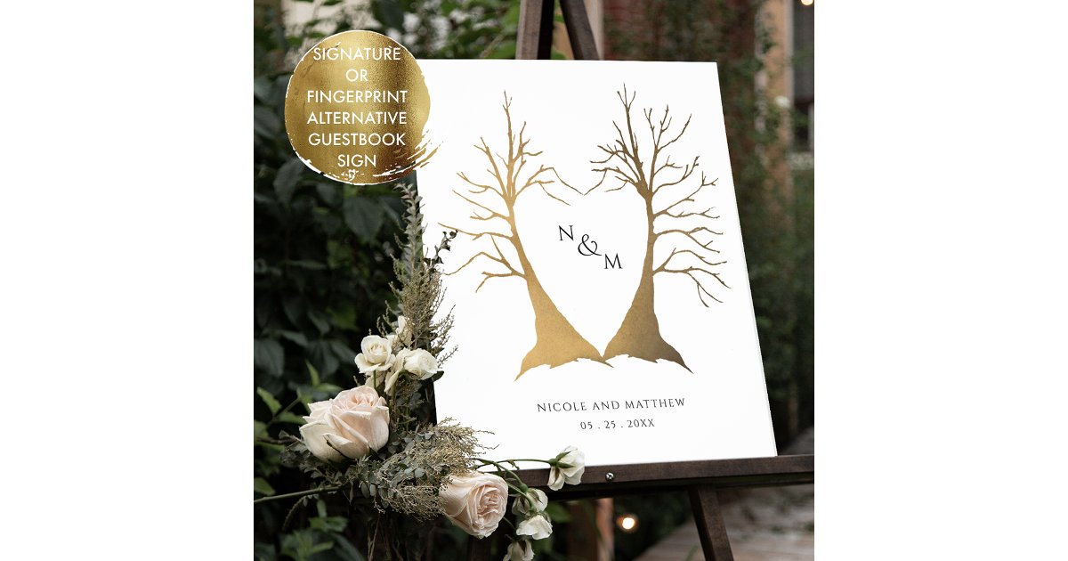 Signature /Fingerprint Wedding Tree Guestbook Sign | Zazzle