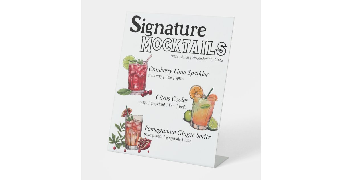 Signature Mocktail Pedestal Sign | Zazzle