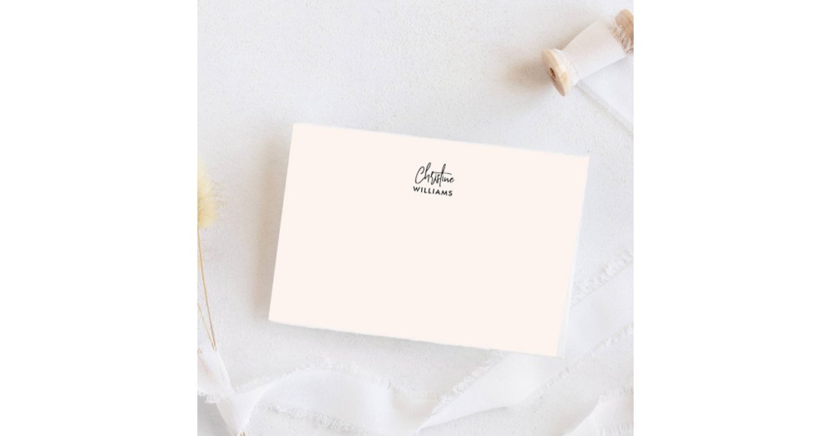 Signature Monogram Handwritten Script Blush pink Note Card | Zazzle
