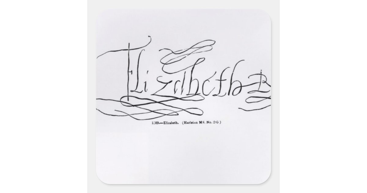 Signature of Queen Elizabeth I Square Sticker | Zazzle