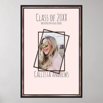 SIGNATURE Photo Rose Gold Pink Graduation Party Poster | Zazzle