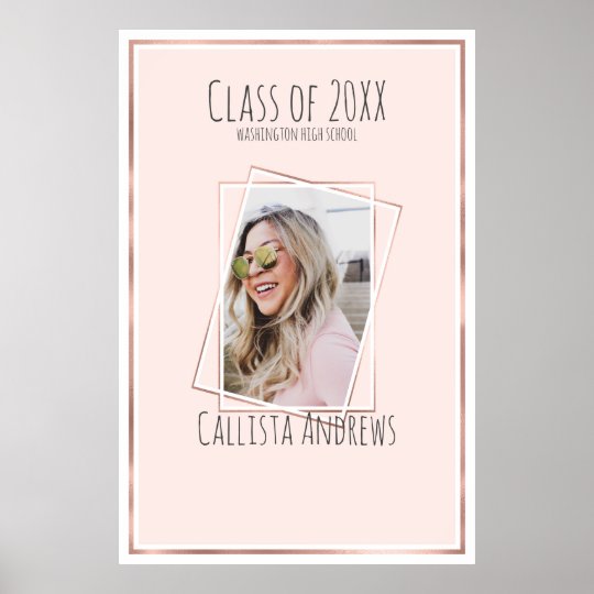 SIGNATURE Photo Rose Gold Pink Graduation Party Poster | Zazzle.com