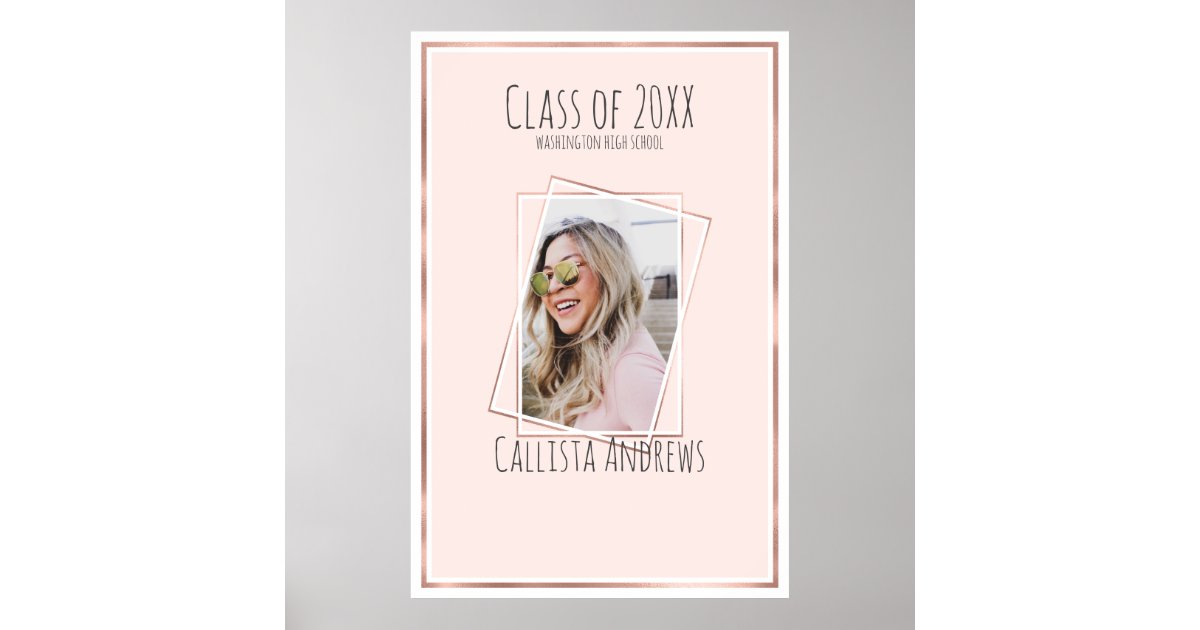 SIGNATURE Photo Rose Gold Pink Graduation Party Poster | Zazzle