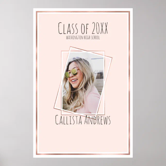 SIGNATURE Photo Rose Gold Pink Graduation Party Poster | Zazzle