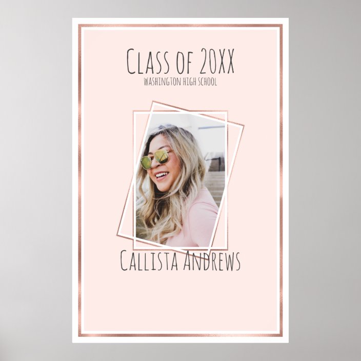 SIGNATURE Photo Rose Gold Pink Graduation Party Poster | Zazzle.com