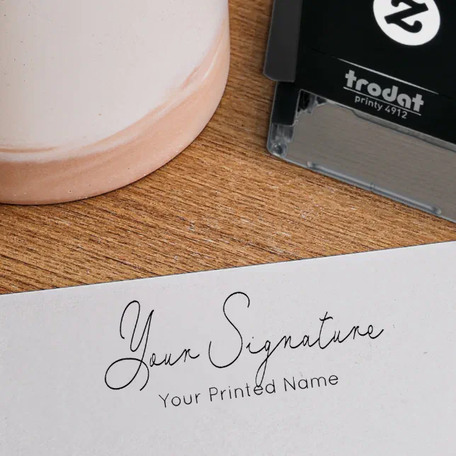 Signature + Printed Name Self-Inking Rubber Stamp | Zazzle
