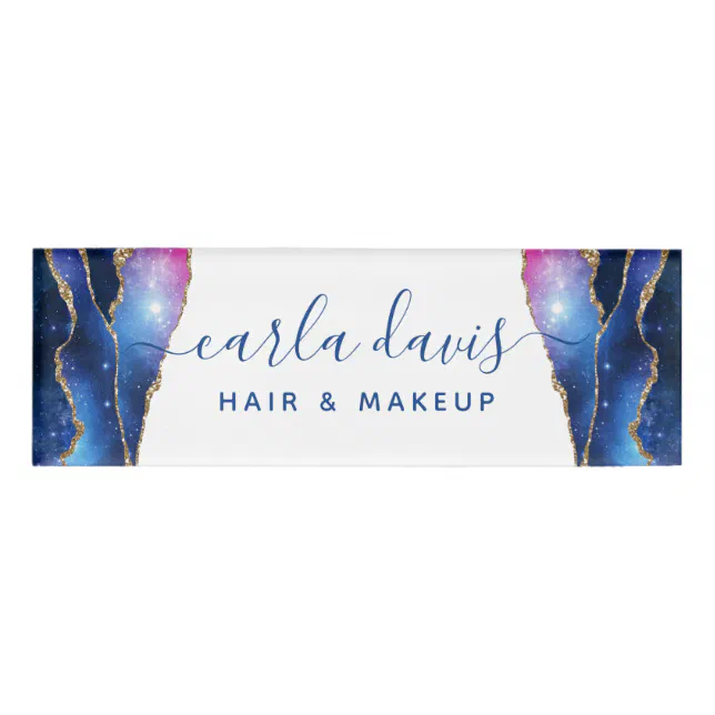 Signature Script Agate Galaxy Celestial Stars Name Tag | Zazzle