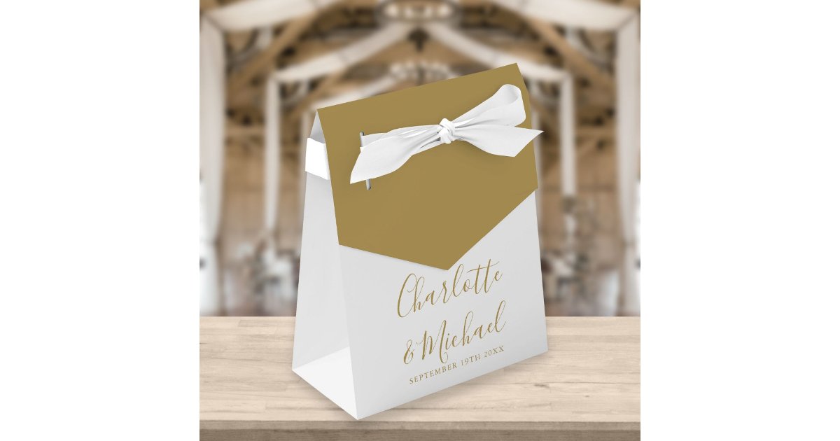 Signature Script Elegant gold Wedding Favor Box | Zazzle