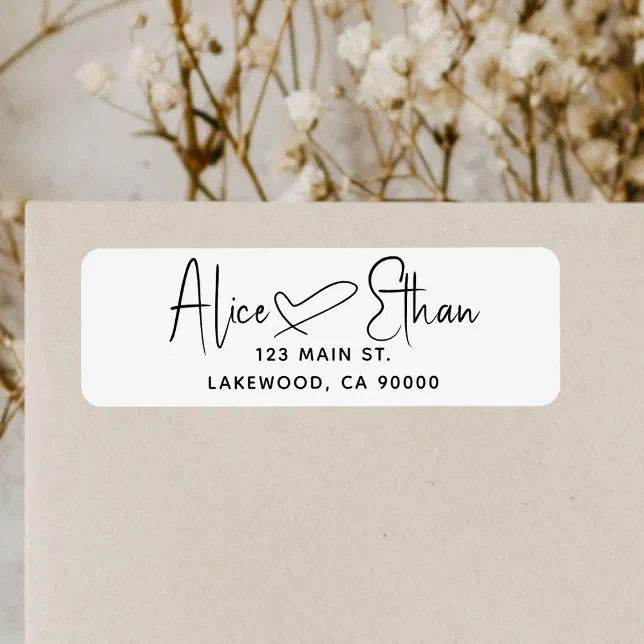 Signature Script Heart Modern Label | Zazzle