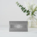 Signature script modern glam silver glitter business card | Zazzle