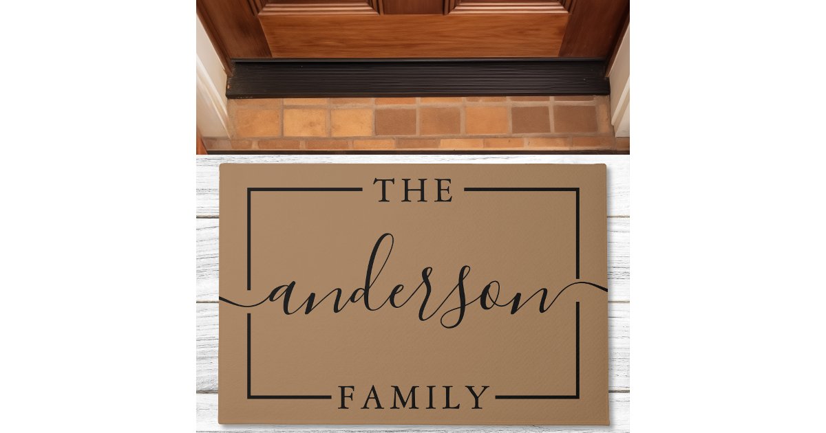 Signature Script Personalized Brown Family Name Doormat | Zazzle