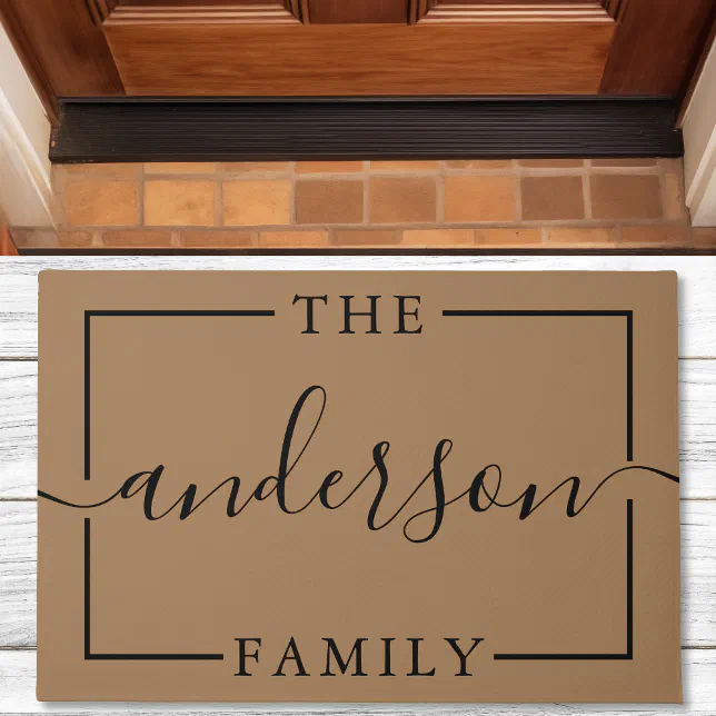 Signature Script Personalized Brown Family Name Doormat | Zazzle
