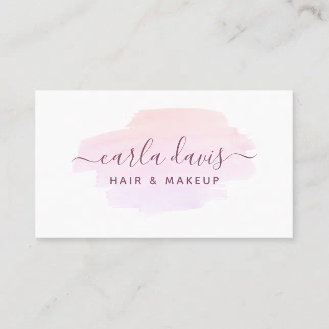 Signature Script Simple Watercolor Brushstroke Business Card | Zazzle