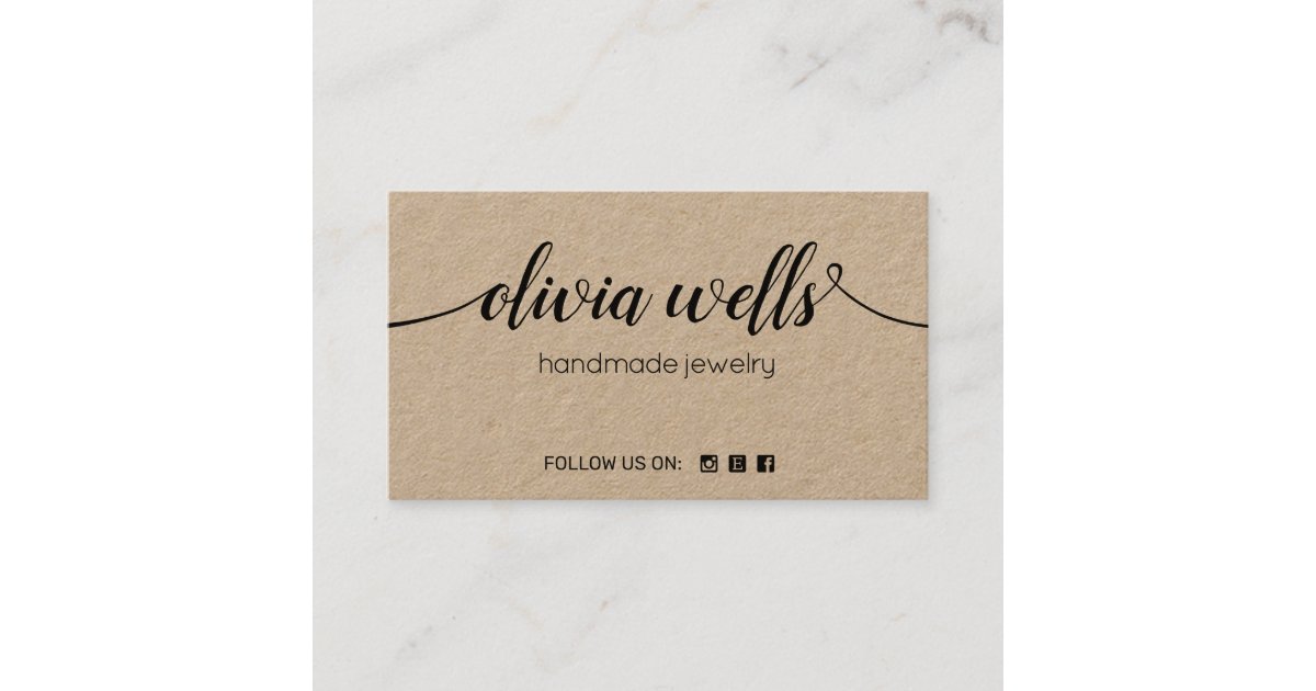 Signature Script Social Media Networking Kraft Business Card | Zazzle