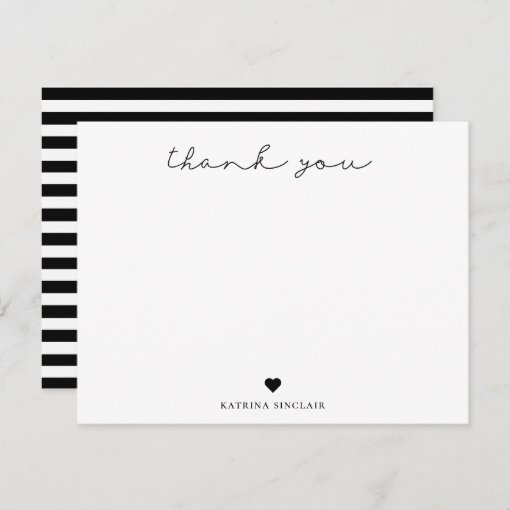 Signature Script Thank You Heart Note Card | Zazzle