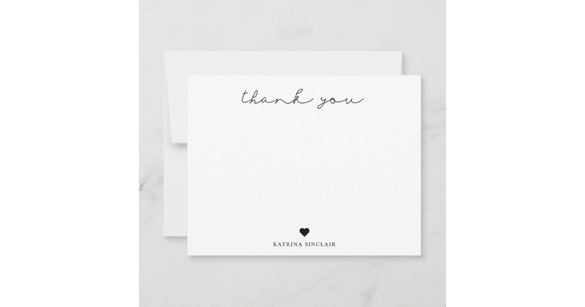 Signature Script Thank You Heart Note Card | Zazzle