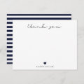 Signature Script Thank You Navy Blue Heart Note Card | Zazzle