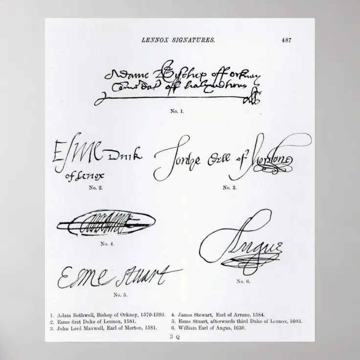 Signatures of 16th and 17th century poster | Zazzle