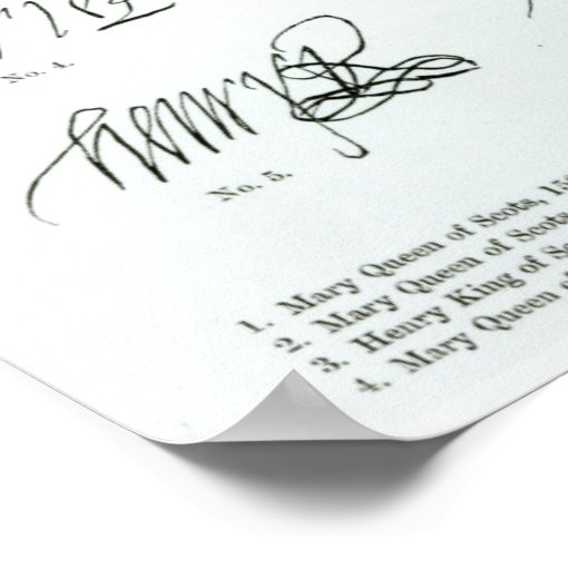 Signatures of Mary Queen of Scots Poster | Zazzle
