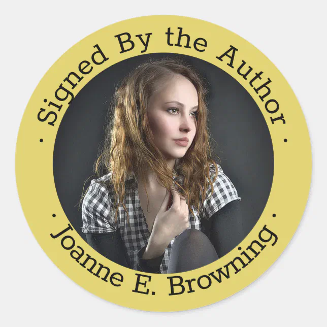 Signed Copy Author Book Signing Writer Photo Gold Classic Round Sticker ...
