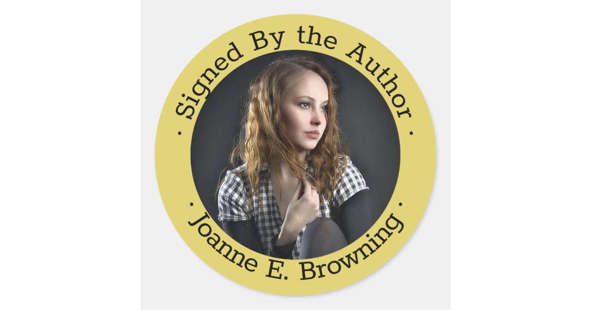 Signed Copy Author Book Signing Writer Photo Gold Classic Round Sticker ...