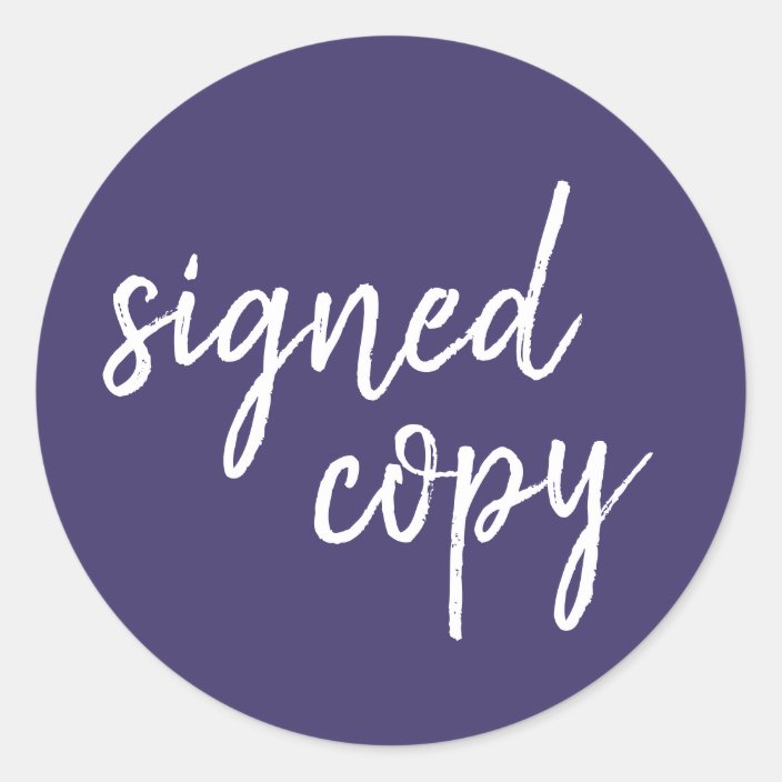 Signed Copy | Author Navy Blue Book Signing Classic Round Sticker ...