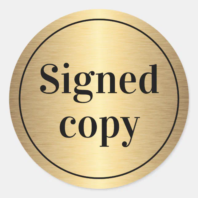 Signed copy golden gradient author book signing classic round sticker ...