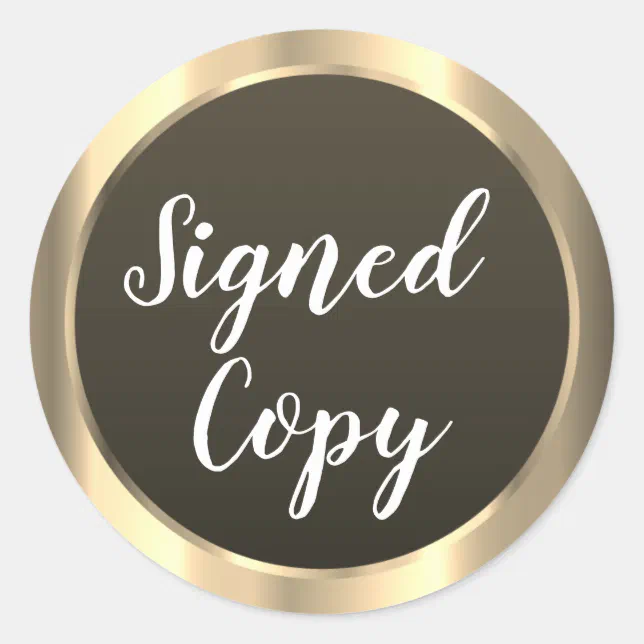 Signed Copy Writer Gold Classic Round Sticker | Zazzle