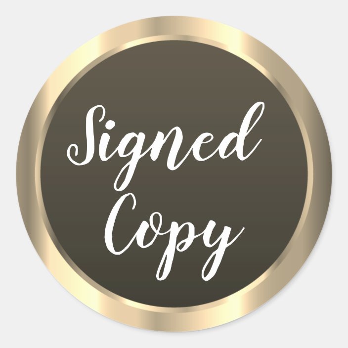 Signed Copy Writer Gold Classic Round Sticker | Zazzle