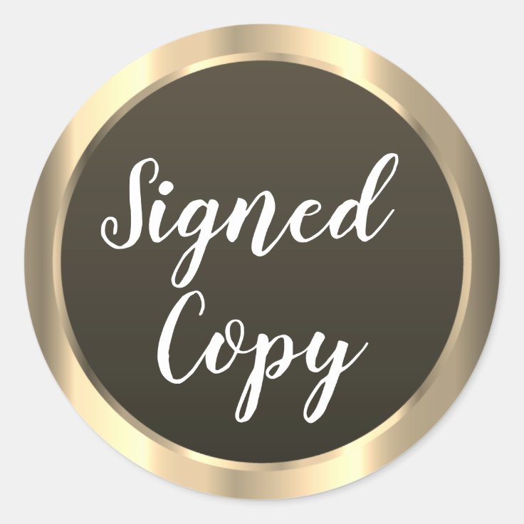 Signed Copy Writer Gold Classic Round Sticker | Zazzle
