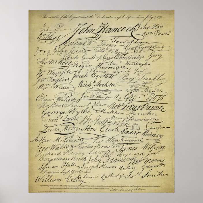 Signers of the Declaration of Independence Print | Zazzle.com