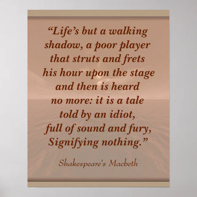 Signifying nothing -Shakespeare quote-art print | Zazzle