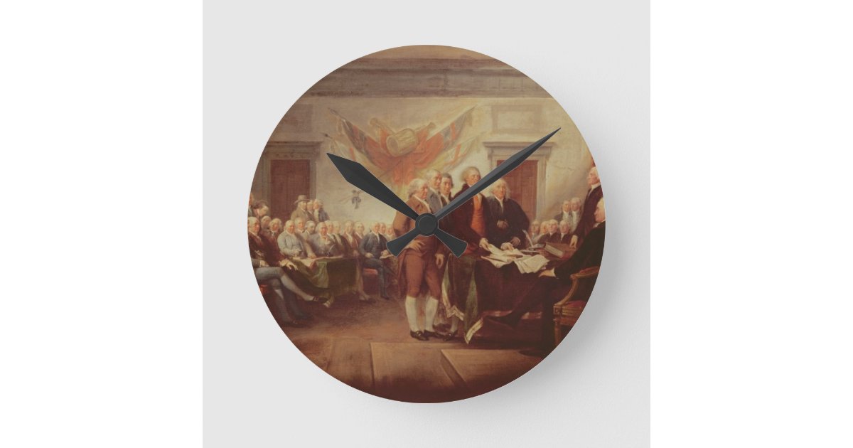 Signing the Declaration of Independence, 4th Round Clock | Zazzle