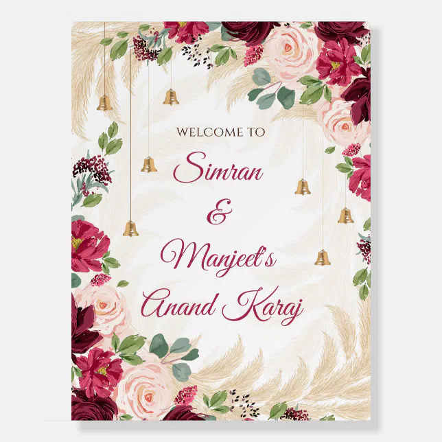 Sikh ceremony welcome signs & Anand Karaj signs | Zazzle