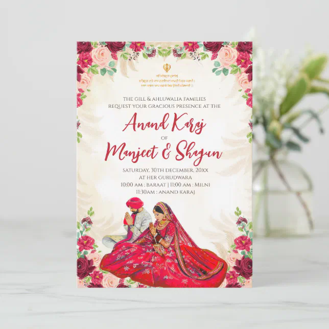 Sikh wedding cards & Anand Karaj invitations | Zazzle